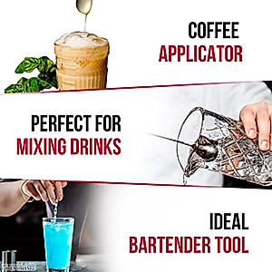 Bar Spoon Cocktail Mixing Spoon - 4Pcs Stainless Steel Long Handle Metal Spoon - 12" Long Stirring Spoon for Bartender, Cocktail Spoon Long Handle