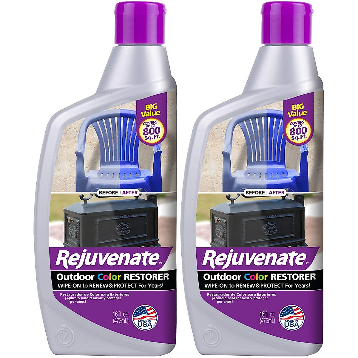 Rejuvenate Outdoor Color Restorer Instantly Restores Faded Sun-Damaged and Oxidized Possessions and Protects from Future Wear 16oz (16oz x 2 Pack)