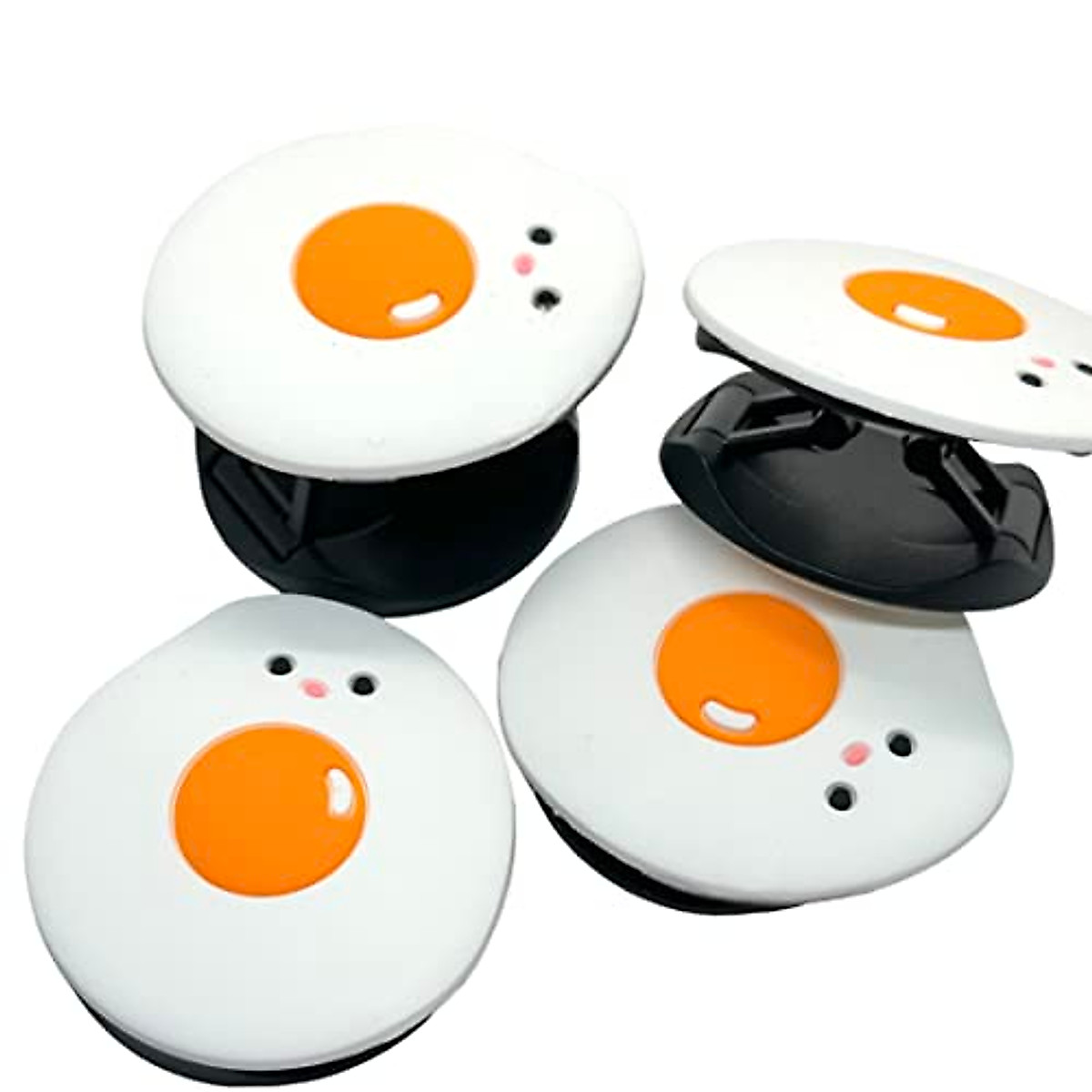 Egg-Shaped Phone Holder/Stand for Smartphones and Tablets. Expanding Phone Mount, Anti-Drop Protection with 3D Surface Finish, Finger Grip Stand. (White & Yellow 3D Pop Grip)