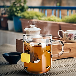 Vihimi Large Glass Coffee Mug-17.6oz,Smooth Mouth Hot or Cold Beverage Mug,Made of Heat-resistant and Cold-resistant High Borosilicate Glass,Big Capacity with Comfortable Handle for Home and Office