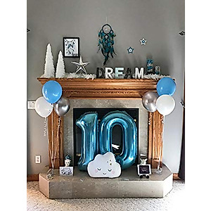 Tellpet Number 10 Balloons, 40 Inch Foil Balloons, Sapphire Blue