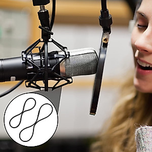 8 Pieces Black Universal Elastic Bands Replacement Microphone Shock Mount Rubber Ring Shock Mount Holder Clamp Clip for Microphone Shock Mount Mic Holder Clip