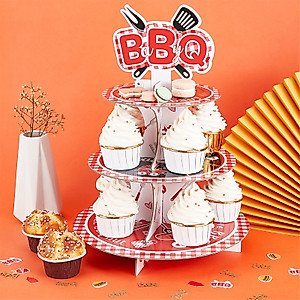 BBQ Baby Shower Decorations Baby Q Cake Stand for Table Summer BBQ Table Decoration Cake Stand with Baby BBQ Hamburger Baby Barbecue Party Decoration Supplies Baby Shower Gender Reveal Outdoor Indoor