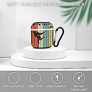 Lacrosse Retro Airpods Case Cover for Apple AirPods 2&1 Cute Airpod Case for Boys Girls Women Men PC Hard Silicone Protective Skin Airpods Accessories with Keychain