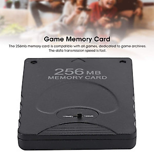 Playstation 2 Memory Card, Compatible with All Ps2 Models Light Game Memory Card Portable Game Memory Card 256MB Accessory for PS2 Playstation 2 Game Data Console (Black)