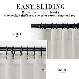 XTMYI 108 Inch Linen Curtains 2 Panels,with Heading Tape Hooks for Track System Back Tab,Stone Washed Cotton Flax Weave Sheer Extra Long Curtain for Living Room Bedroom,Cream(Ivory/Off White)