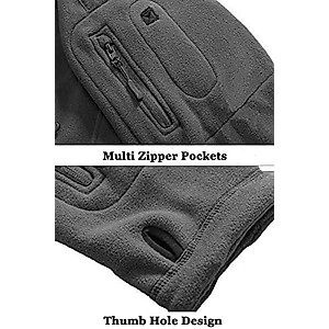 BIYLACLESEN Mens Warm Coat Military Coat Army Coat Hunting Hiking Coat Tactical Fleece Jacket Coat Zip Up Jackets Hoodie Fleece Gray S