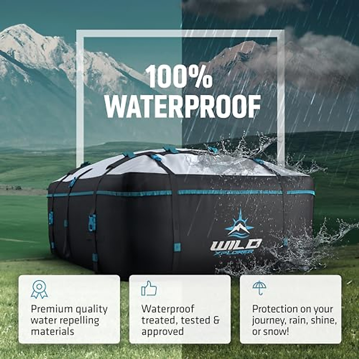 Rooftop Cargo Carrier -19 Cuft XL 6 Suitcase Car Top Carrier Without Roof Rack, Car Topper Luggage Carrier Waterproof, Luggage Rack SUV - 6 Hooks, Mat, Storage Roof Cargo Bag - 15 & 23 Cuft Avail