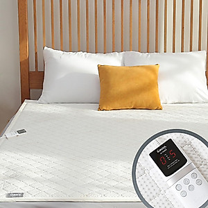 ILWOUL Heated Mattress Pad Heating pad Machine Washable, Auto 15 Hours Shut Off, 5 Heating Setting, Radiation Blocking, Tencel Material, Bed Warmer with Dual Controller, UL Listed (Double)