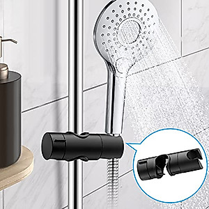 Adjustable Shower Head Holder for Slide Bar,Universal 18-25MM O.D. Rail Head Bracket Holder for Slide Bar Slider Clamp Bathroom Replacement 360 Degree Rotation Sprayer Holder (Black)