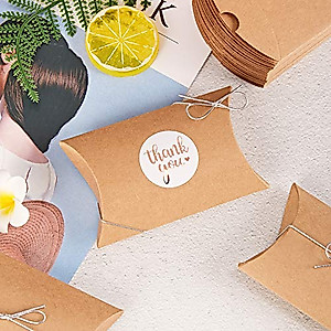 Second Angel 50 Kraft Paper Pillow Boxes With 50 Silver Elastic Tie for Wedding Party Favors, Jewelry, Candy, Soap & Present, Gift Card Holder, Small Gift Boxes, Recycled homemade Packaging