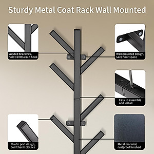 LUOYKOIFY Coat Rack Vertical Coat Rack Wall Mount Metal Coat Hook Wall Coat Tree Hat Rack for Entryway Bedroom Bathroom (8 hooks 2 pack)