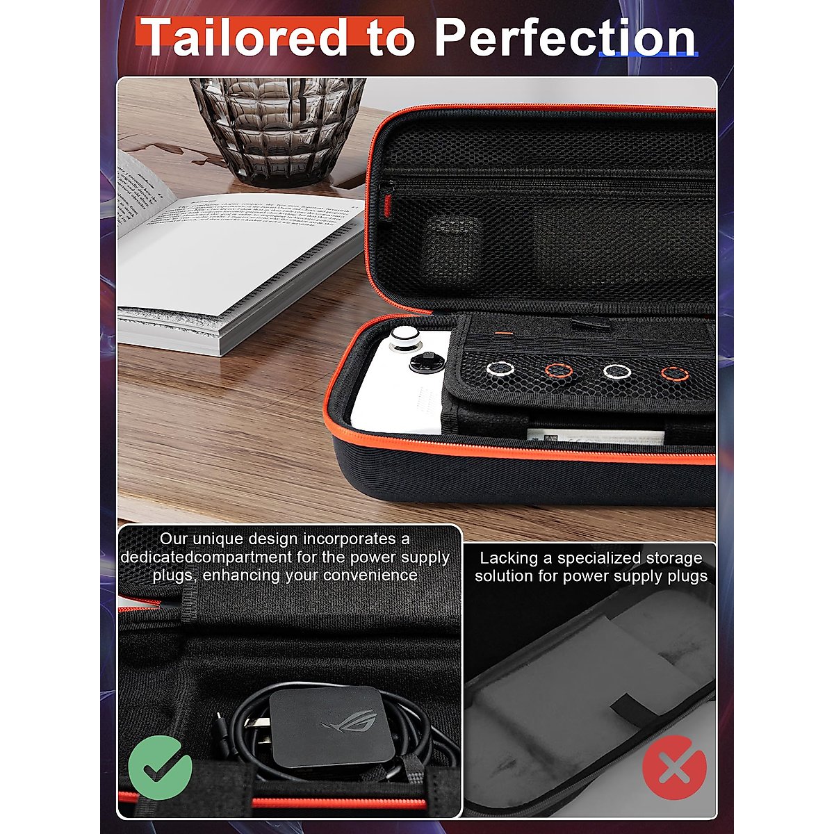 Lersyco Carrying Case for Rog Ally, Rog Ally handheld Case with Hard Shell, Black Rog Ally Carry Bag for Buttons/Joysticks Protection, Protective Travel Case