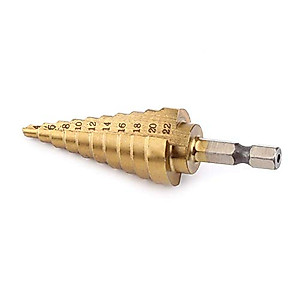 Step Drill Bit, High Speed Steel HSS Cone Drill Bit 1/4" Hex Shank Coated Hole Cutter 4-22mm