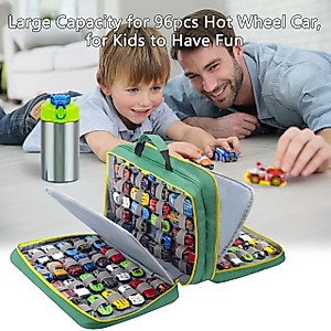 KISLANE 96 Toy Cars Storage Case Compatible with Toy Cars, Toy Cars Organizer Storage for Mini Toys, Toy Cars Car, Matchbox Cars, Small Dolls(Bag Only) (Green)