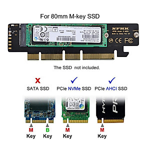 Cablecc NGFF M.2 M-Key NVME AHCI SSD to PCI-E 3.0 16x 4X Adapter for 110mm 80mm SSD