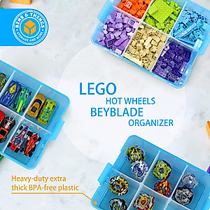 Bins & Things Stackable Toys Organizer Storage Case Compatible with BeyBlade, Hot Wheels, Lego Dimentions or Mini Toy Action Figures - Portable Adjustable Box w/Carrying Handle, Calico Critter