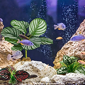 Moonorange Reptile Artificial Plants, Big Terrarium Plants Decorations Supplies, Aquarium Fish Tank Plants, Amphibian Habitat Hideout Tank Accessories(L Set-3pcs/G)