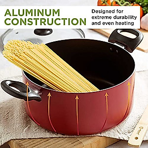 Ecolution Easy Clean Nonstick Cookware Set, Dishwasher Safe Kitchen Pots and Pans Set, Comfort Grip Handle, Even Heating, Ultimate Food Release, 20-Piece, Red