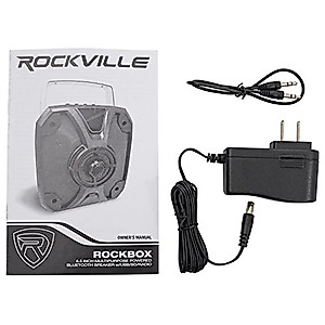 Rockville ROCKBOX 6.5" 100 Watt Portable Rechargable Bluetooth Speaker w USB/SD, Black, 6.5"