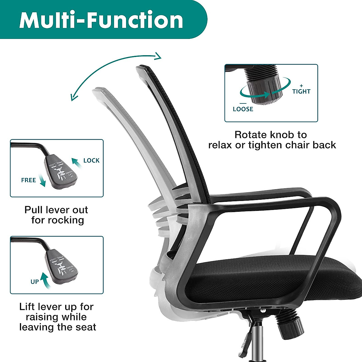 OLIXIS Tall Standing Office Desk Adjustable Foot Ring Drafting Chair, Darkblack