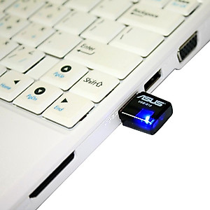 ASUS (USB-N10) wireless-N USB Adapter (150Mbps Transmit / 150Mbps Receive) with fast USB2.0 Interface, software WPS Button Support, Black