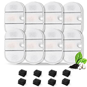 VinDox 16 Packs Replacement Cat Water Fountain Filters Compatible with PETLIBRO Capsule Pet Water Fountain: PLWF002,71oz/2.1L Ultra Quiet-BPA-Free, Two Flow Modes Pet Water Dispenser