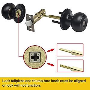 CML Hardware Matte Black Keyed Entry Door Knob for Entrance, Exterior and Interior Use, Round Ball Handle, Stainless Steel