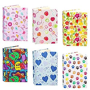Pink Carousel Fabric Book Covers with Ribbon Bookmarks. Stretchable, Washable, Reusable Book Protectors for Medium to Large Hard Cover Schoolbooks and Textbooks. Fit Books 6" X 9" - 9” X 11."