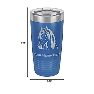 LaserGram 20oz Vacuum Insulated Tumbler Mug, Horse Head 1, Personalized Engraving Included (Dark Blue)
