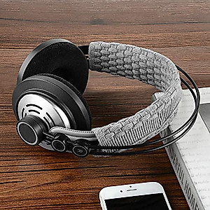 Geekria Knit Fabric Headband Pad Compatible with Logitech, Turtle Beach, Panasonic, AKG, Sennheiser, Sony Headphones, Head Cushion Pad Protector, Replacement Repair Part, Sweat Cover (Grey)