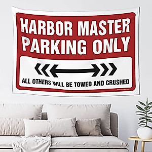 Bedroom Door Decorations Harbor Master Parking Only Tapestry Space Decorations Beer Decorations for Man Cave (Size : 75X100CM)