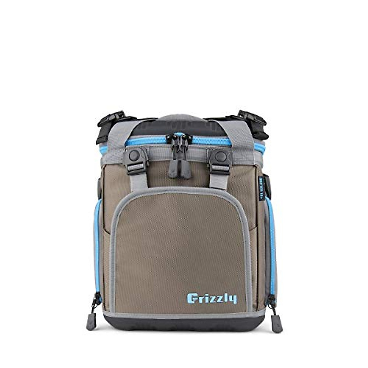 Grizzly Drifter 12+ | 12 qt Flip-top Soft Cooler Bag | Ice Chest for Beach Boat Camping Car Fishing Golf Hiking Hunting Lunch Picnic | Lightweight Portable Insulated Waterproof | Moss/Gray/Cyan