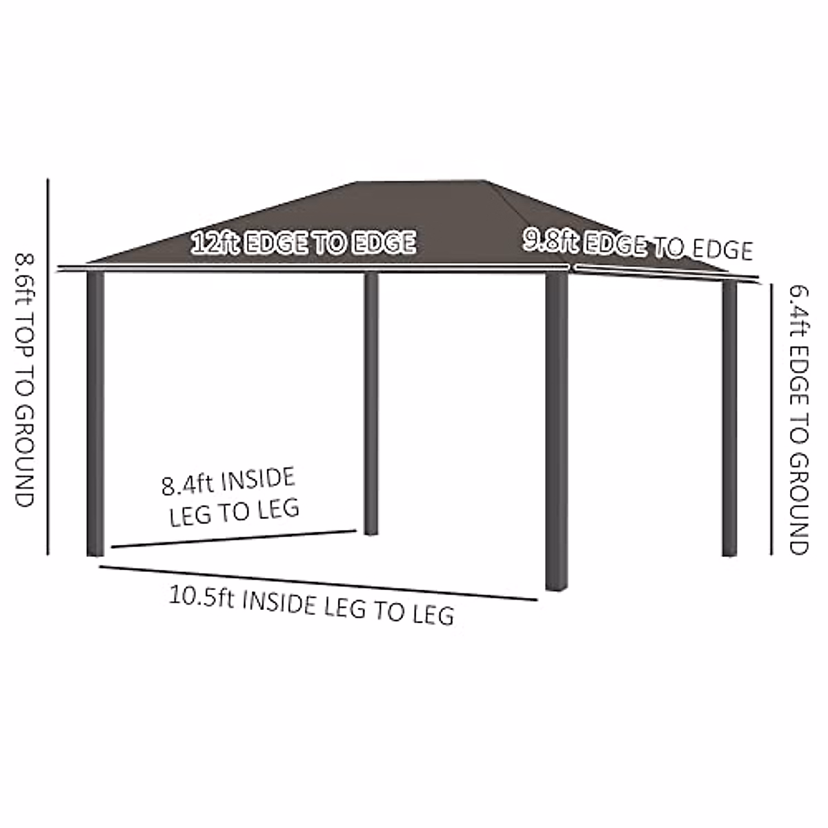 Outsunny 10' x 12' Hardtop Gazebo Canopy with Galvanized Steel Roof, Aluminum Frame, Permanent Pavilion Outdoor Gazebo with Hooks, Netting and Curtains for Patio, Garden, Backyard, Gray