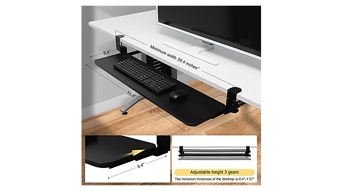 Kanrichu 36'' Extra Large Keyboard Tray, No Screw Long Adjustable ...