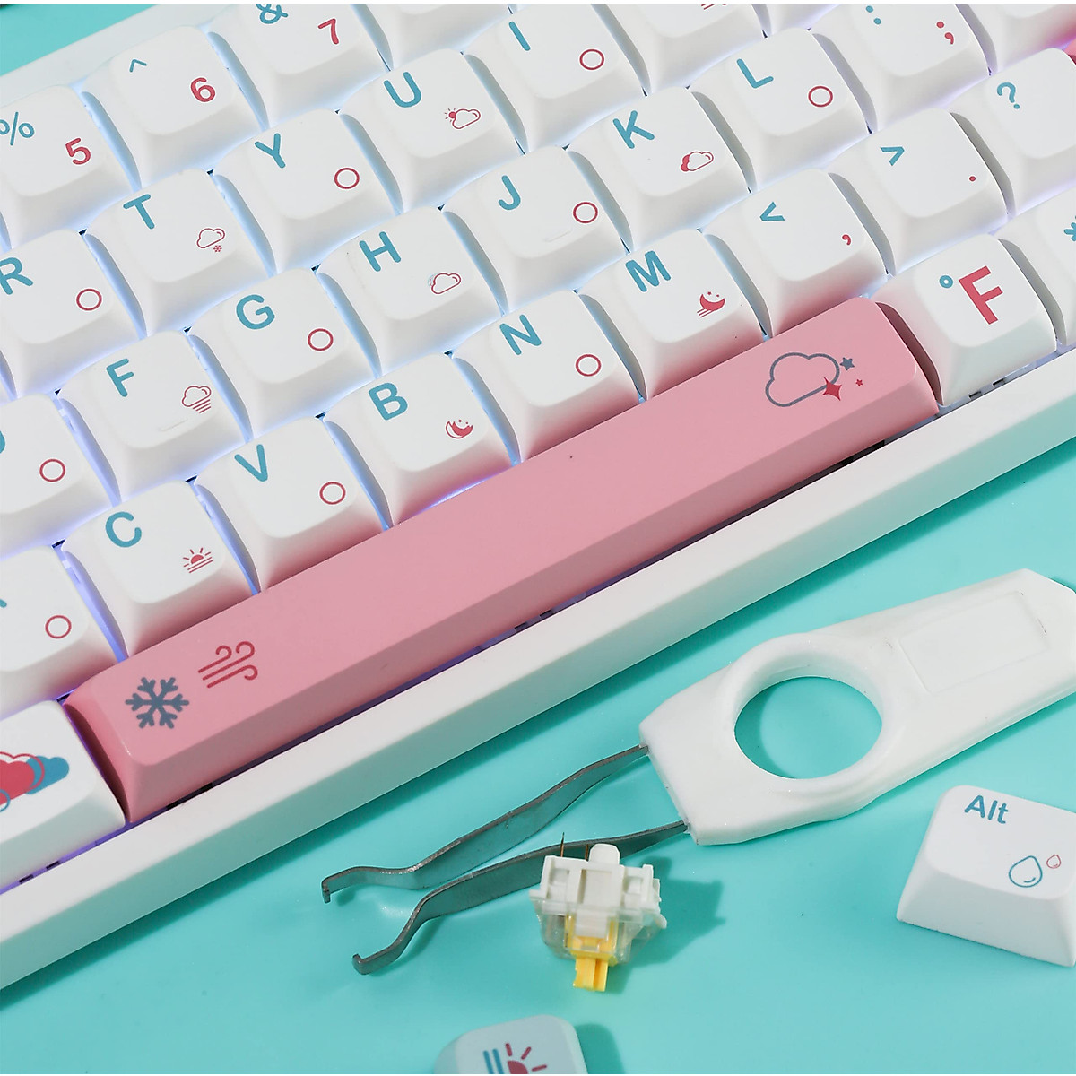 BOYI WK68 Hot Swappable RGB Mechanical Keyboard,Wireless Bluetooth 5.0/2.4G/Wired Type-C Tri-Mode PBT Sublimation Keycaps 65% Gaming Keyboard(Gateron Yellow Switch,Weather Theme XDA Keycaps)