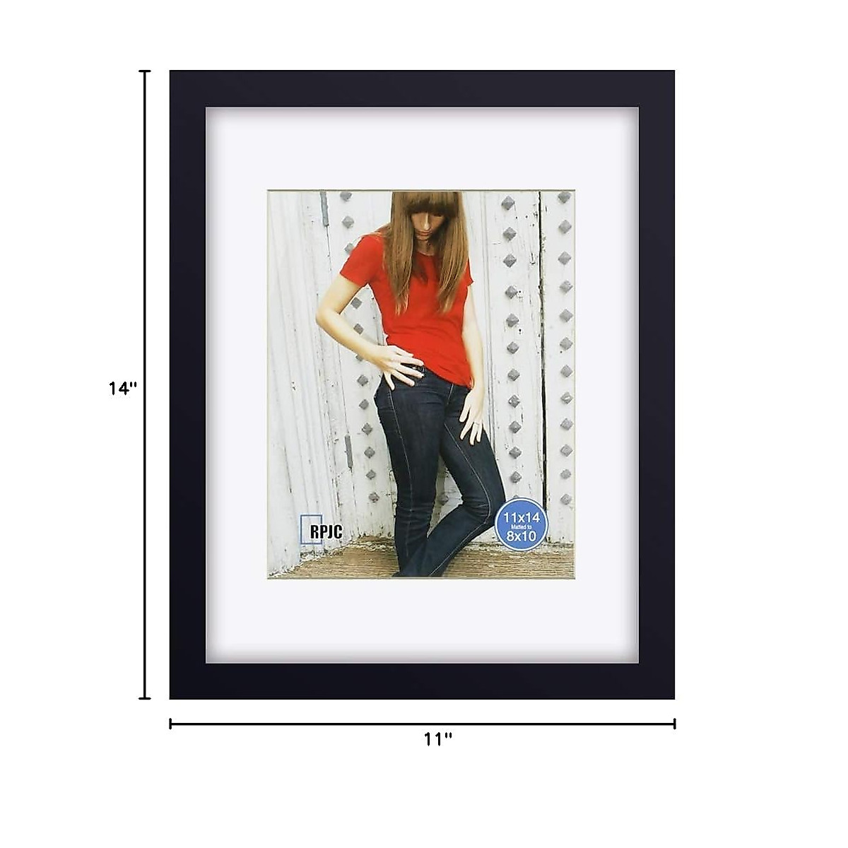 RPJC 11 x 14 Picture Frames Made of Solid Wood and High Definition Glass Display Pictures 8x10 with Mat or 11x14 Without Mat for Wall Mounting Photo Frames Black