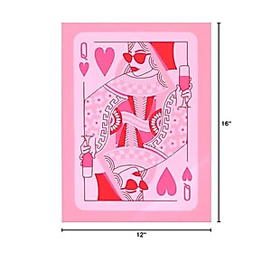 HEMOLAL pink Queen of Hearts poker aesthetic posters funny preppy playing card canvas wall art game room prints painting retro trendy modern wall decor for teen girl bedroom dorm 12x16in unframed