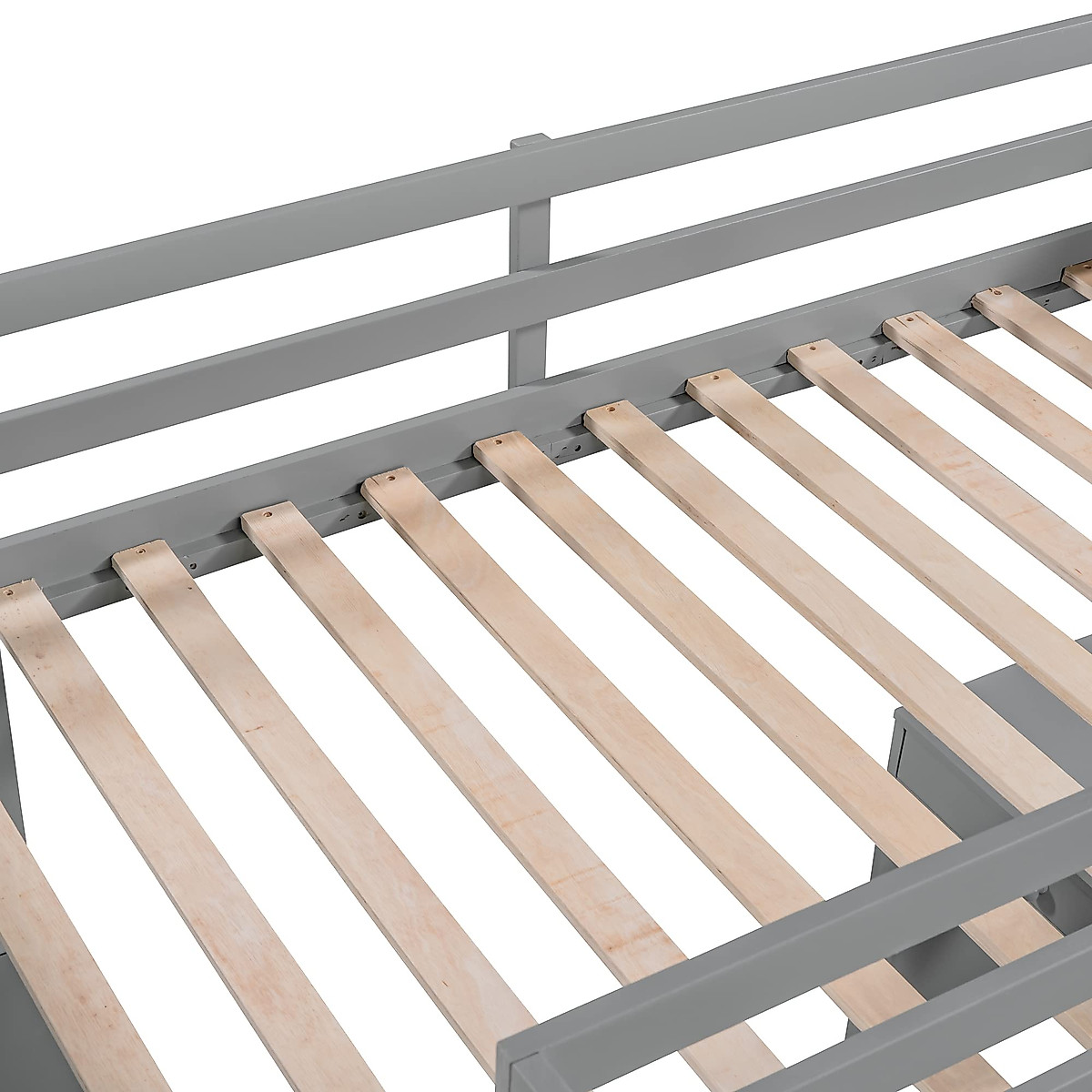 BIADNBZ Wooden Twin Size Loft Bed with Large Shelves Storage and Desk w/Built-in Drawers, Multifunctional LoftBed Frame w/Ladder for Kids Teens Adults Bedroom, Gray