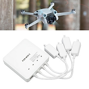 Tnfeeon Drone Battery Charging Hub, 4 Way Plastic Casing 5V 3A USB Output Drone Battery Charger for Mini 3 Pro (US Plug 100‑240V)