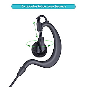 COMMIXC 2-Pack Walkie Talkie Earpiece with Mic, 2.5mm 1-Pin G-Shape Walkie Talkie Headset with PTT, ONLY Compatible with Motorola Talkabout Two-Way Radios