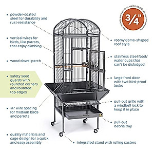 Prevue Pet Products 34511 Dometop Bird Cage, Small, Black Hammertone