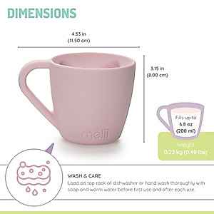 melii Silicone Bear Mug for Toddlers and Kids - Durable Food-Grade BPA-Free Cup for Hot and Cold Beverages - Fun Bear-Shaped with Easy-Grip Handle, Dishwasher Safe - Perfect Gift for Children - Pink