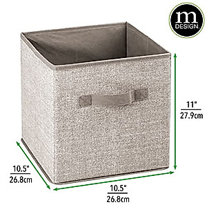 mDesign Small Fabric Collapsible Organizer Cube Bin Box with Front Handle for Cube Furniture Units, Closet or Bedroom Storage, Holds Clothing, Linens, Accessories - Lido Collection - 8 Pack - Linen