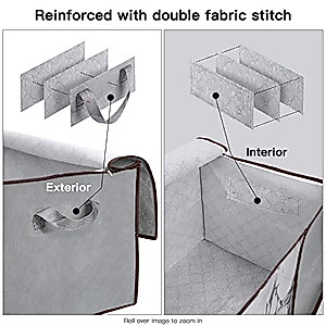 JERIA 6-Pack Foldable Closet Organizer Clothing Storage Bags with Clear Window, Reinforced Handle and Sturdy Zipper (Grey)