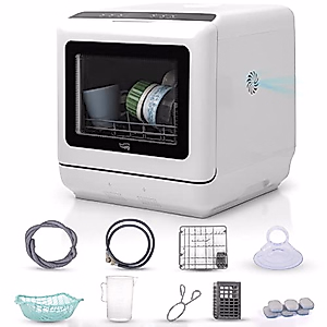 Washine Countertop Dishwasher Machine - Efficient Personal Dishwasher - RV Dishwasher with 5 Speedy Wash Cycles & Air Drying - Apartment Dishwasher with Dual Tank/Faucet Mode