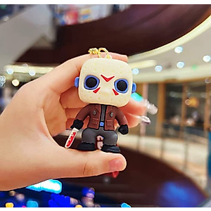 ONablvd 1pc Cute Horror Cartoon Pop Car Keychain Charm Bag Decoration Charm Keychain Birthday Gifts for Women Girls Boys (C)