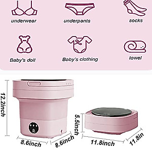 Portable Small Washing Machine, Foldable Mini Washing Machine for Underwear, Baby Clothes, or Small Items, Suitable for Apartments, Dormitories, Camping, Travel (110-260v),Pink
