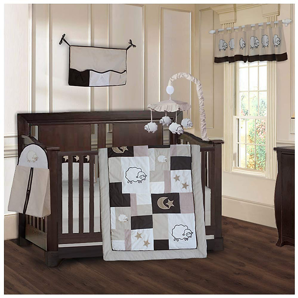 BabyFad Sheep Lamb 9 Piece Baby Crib Bedding Set 100% Cotton