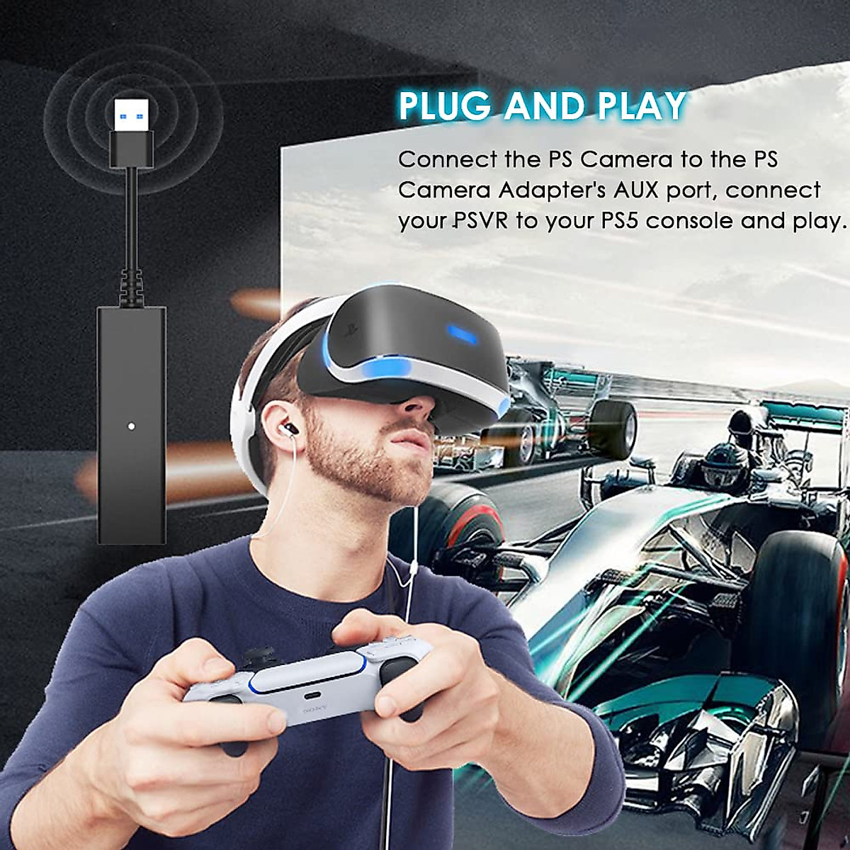 Hilitand for Camera Adapter Cable, Play PS VR on PS5, PS4 Converter Connecting Cable for Game Console for PS4 Host Camera
